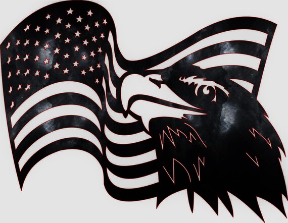 American Flag with Eagle DXF File CNC Plasma Laser Water | Etsy
