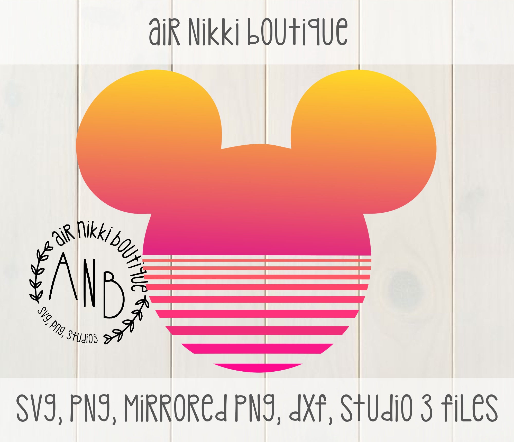 Mickey Mouse Sunset SVG inspaired mickey mouse head PNG | Etsy