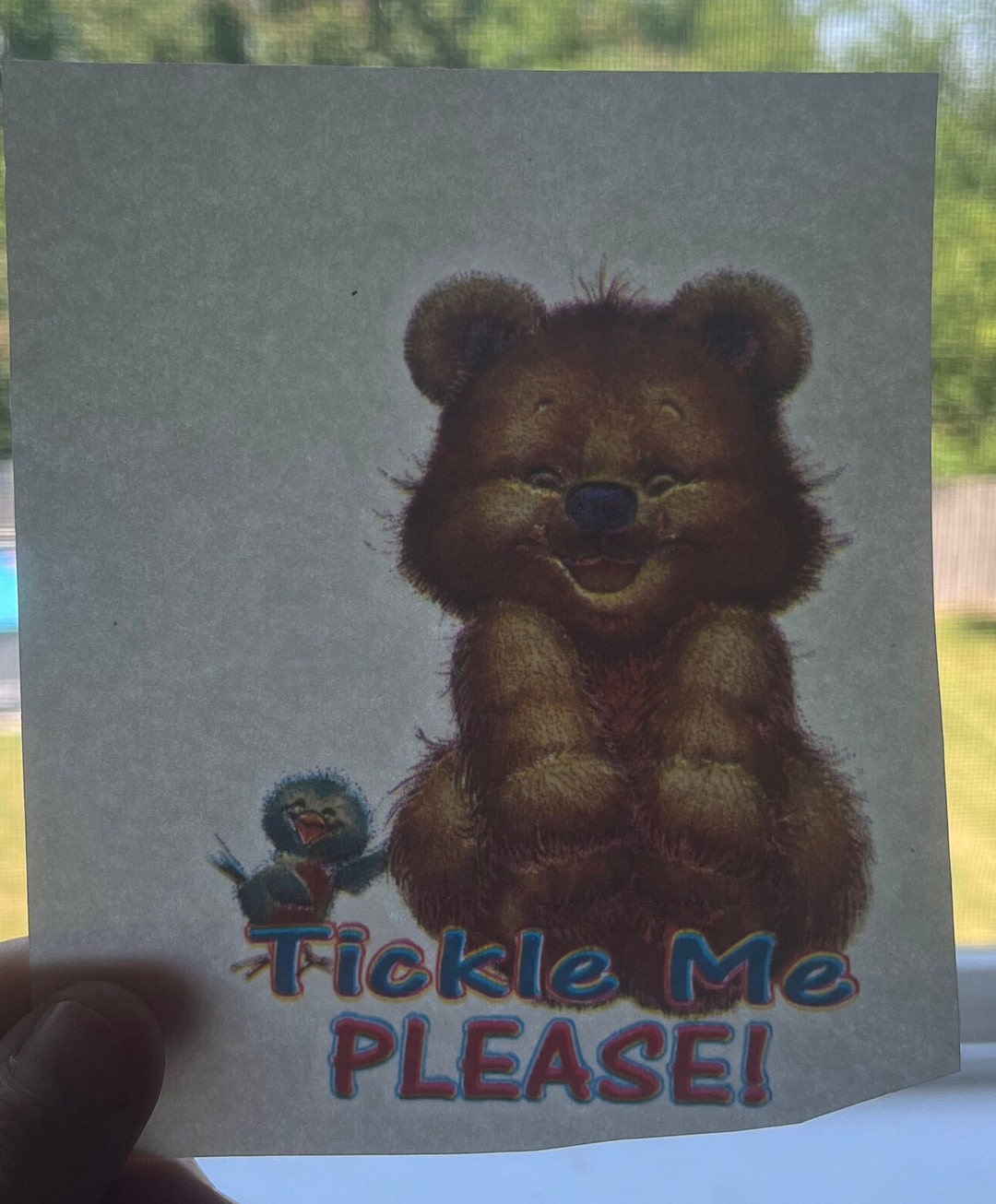 Tickle Me Please Bear and Blue Bird Vintage Heat Transferdiy Custom T ...