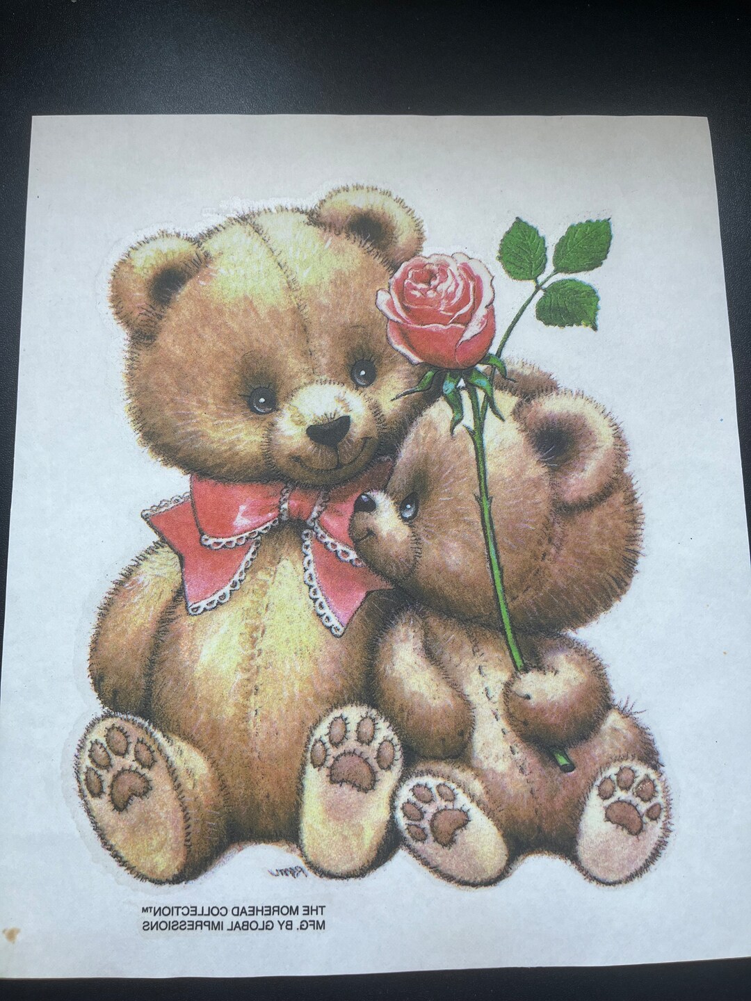 Two Bears and a Rose Vintage the Morehead Collection Bear Print Heat ...