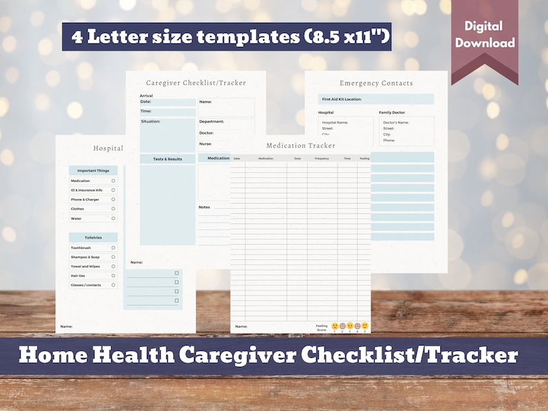 Home Health Care Giver Activity Tracker Planner, Fillable Template ...