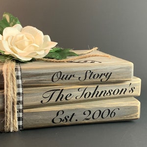 Wood Book Stack - 8"l X 4"h - Faux Book Stack - Personalized - Custom ...