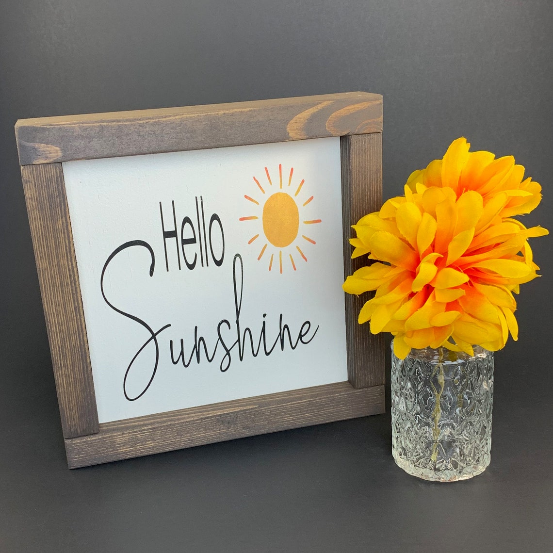 Hello Sunshine 6x6 Wood Sign Home Decor Farmhouse | Etsy