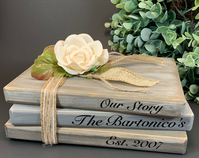 Wooden Book Stack 8l X 4h Faux Books Personalized Custom Made ...