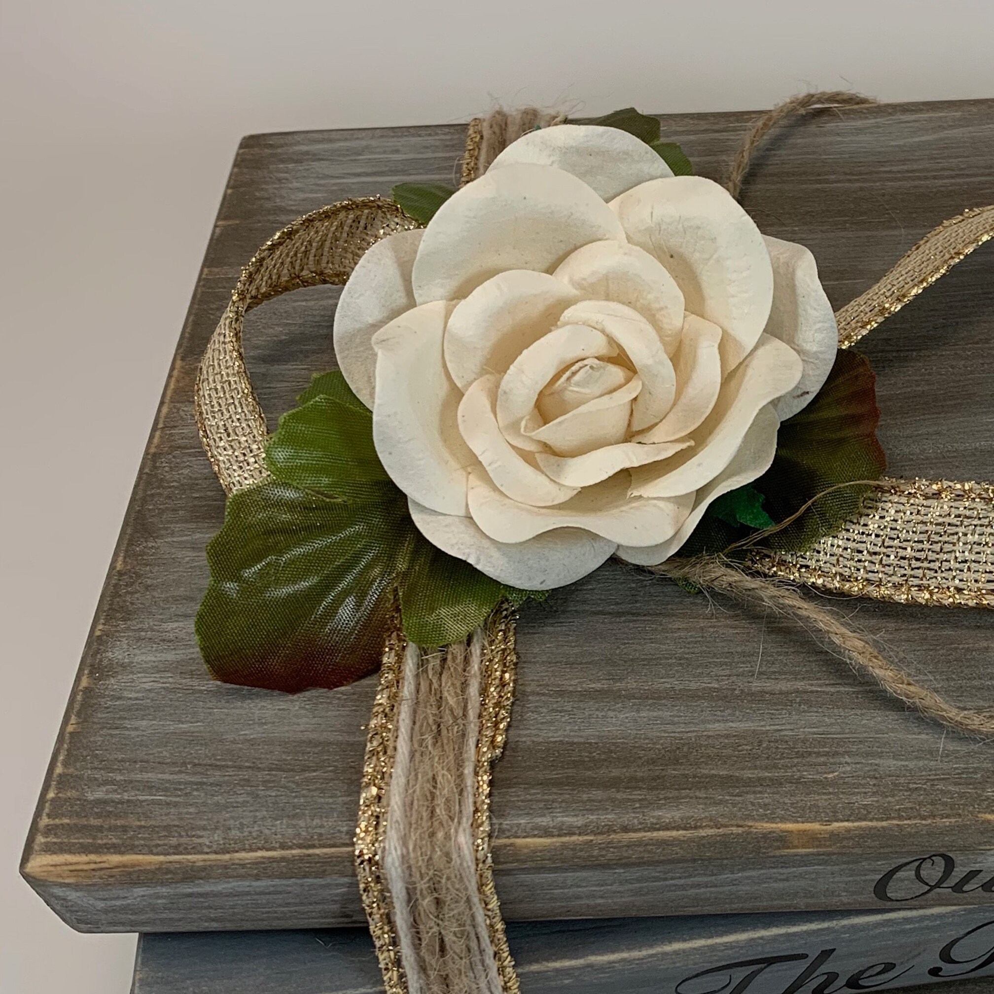 Wooden Book Stack - 8"l X 4"h - Faux Books - Personalized - Custom Made ...