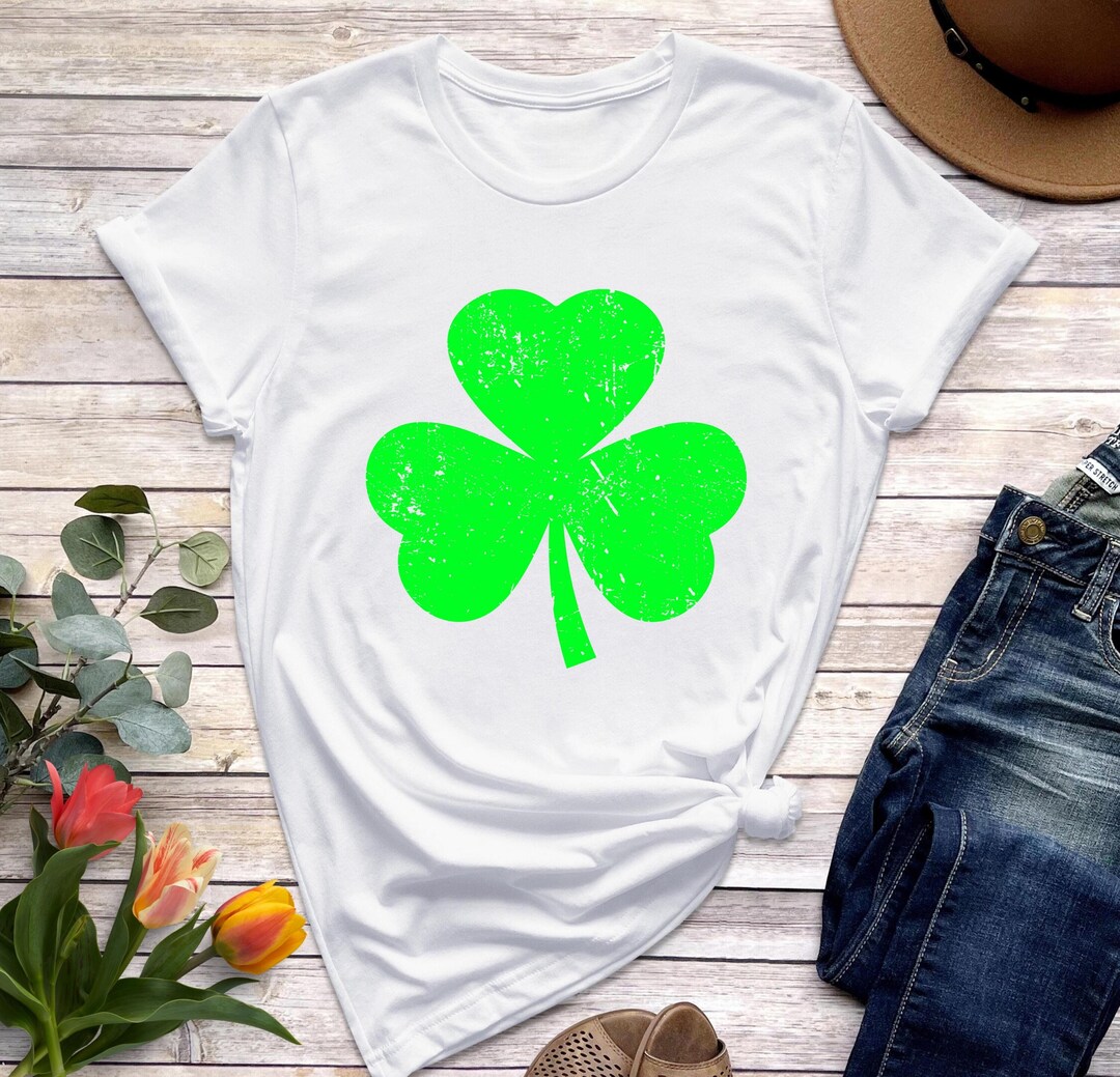Shamrock Distressed St Patricks Day Shirt, Irish Green Tee, Clover ...