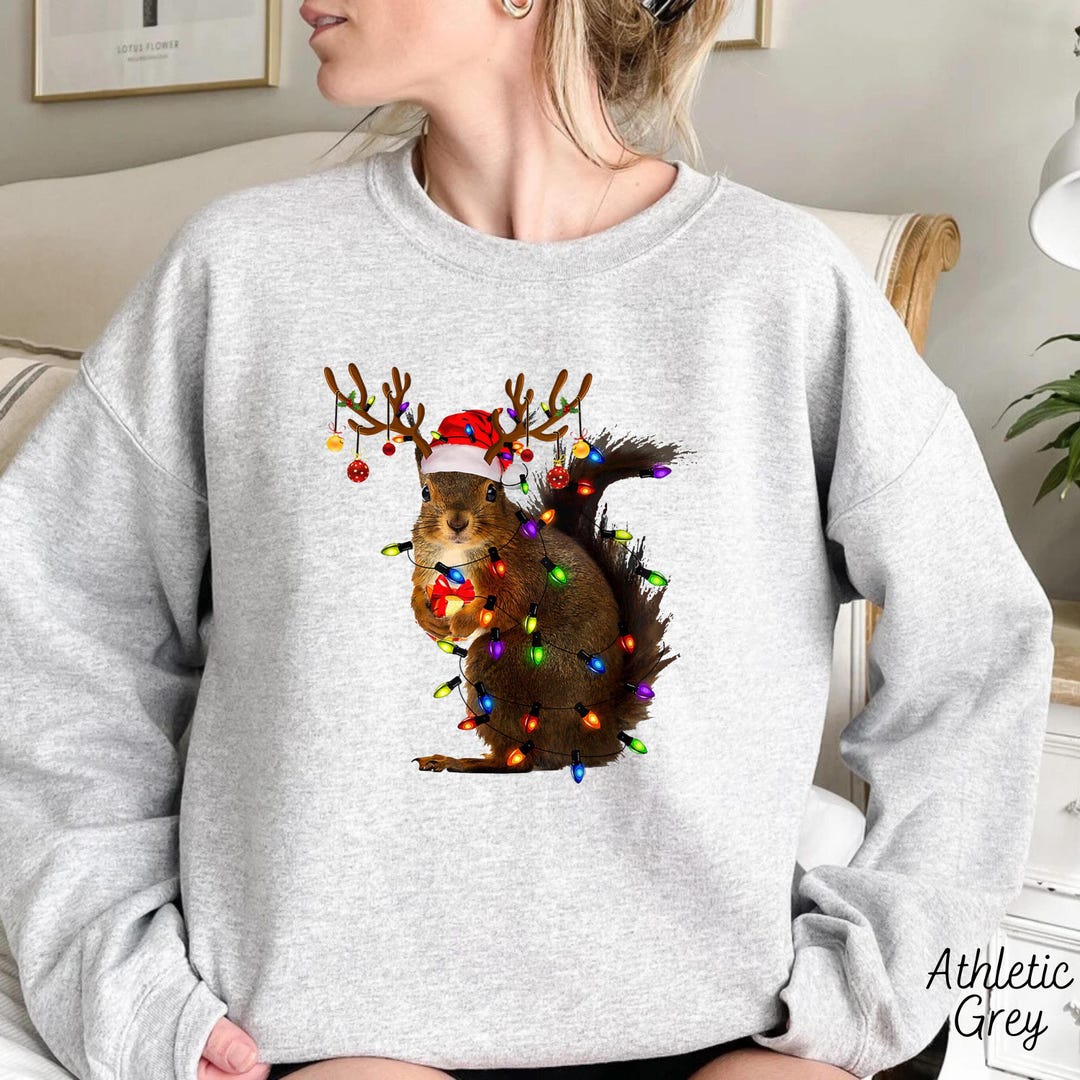 Christmas Squirrel Lights Sweatshirt, Christmas Squirrel Hoodie ...