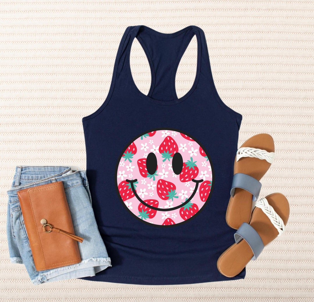 Smiley Face Tank Top, Trendy Y2K Graphic Shirt, Perfect for Summer ...