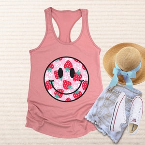 Smiley Face Tank Top, Trendy Y2K Graphic Shirt, Perfect for Summer ...
