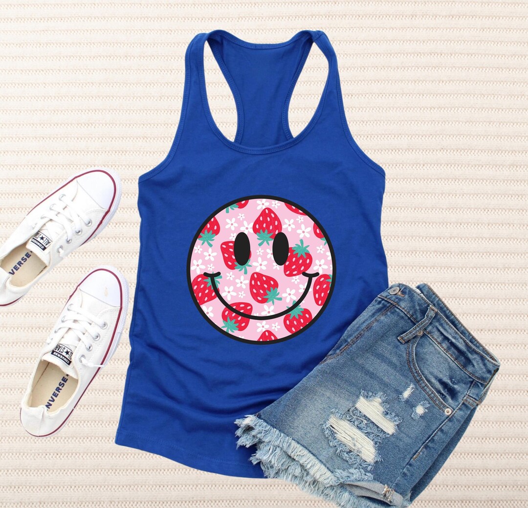 Smiley Face Tank Top, Trendy Y2K Graphic Shirt, Perfect for Summer ...