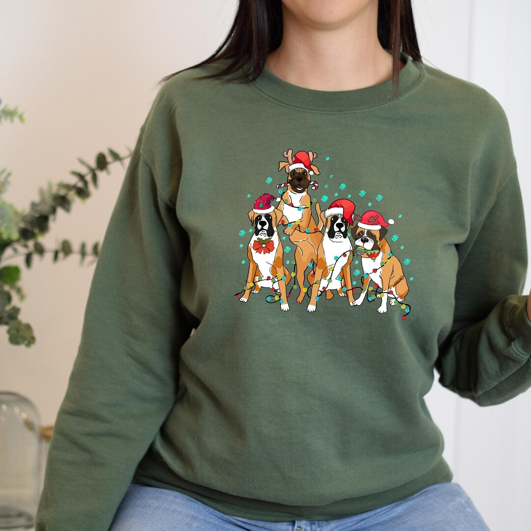 Dog Christmas Boxer Sweatshirt, Christmas Dog Sweater, Dog Mom Shirt ...