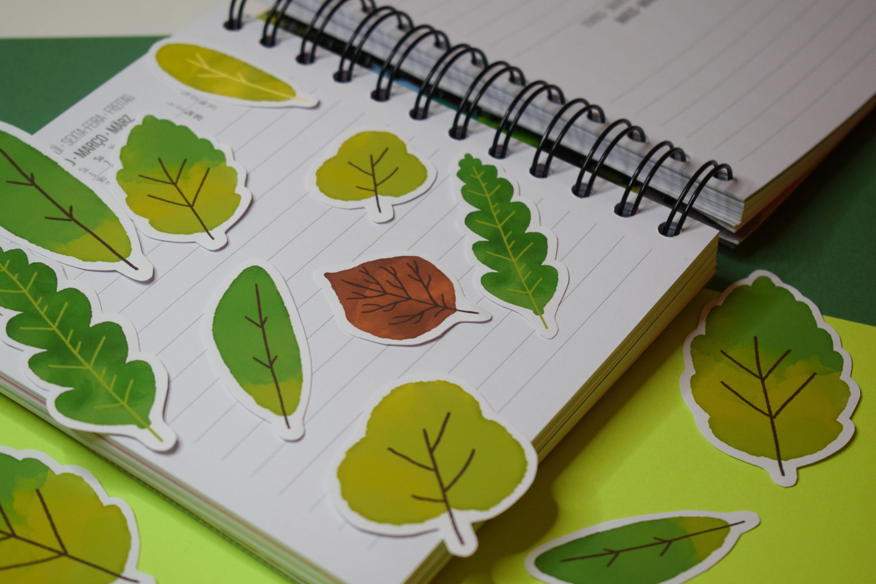 Leafy Leaf - Glossy, Matte Vinyl Sticker Pack 12 Pcs, Journal, Diary ...