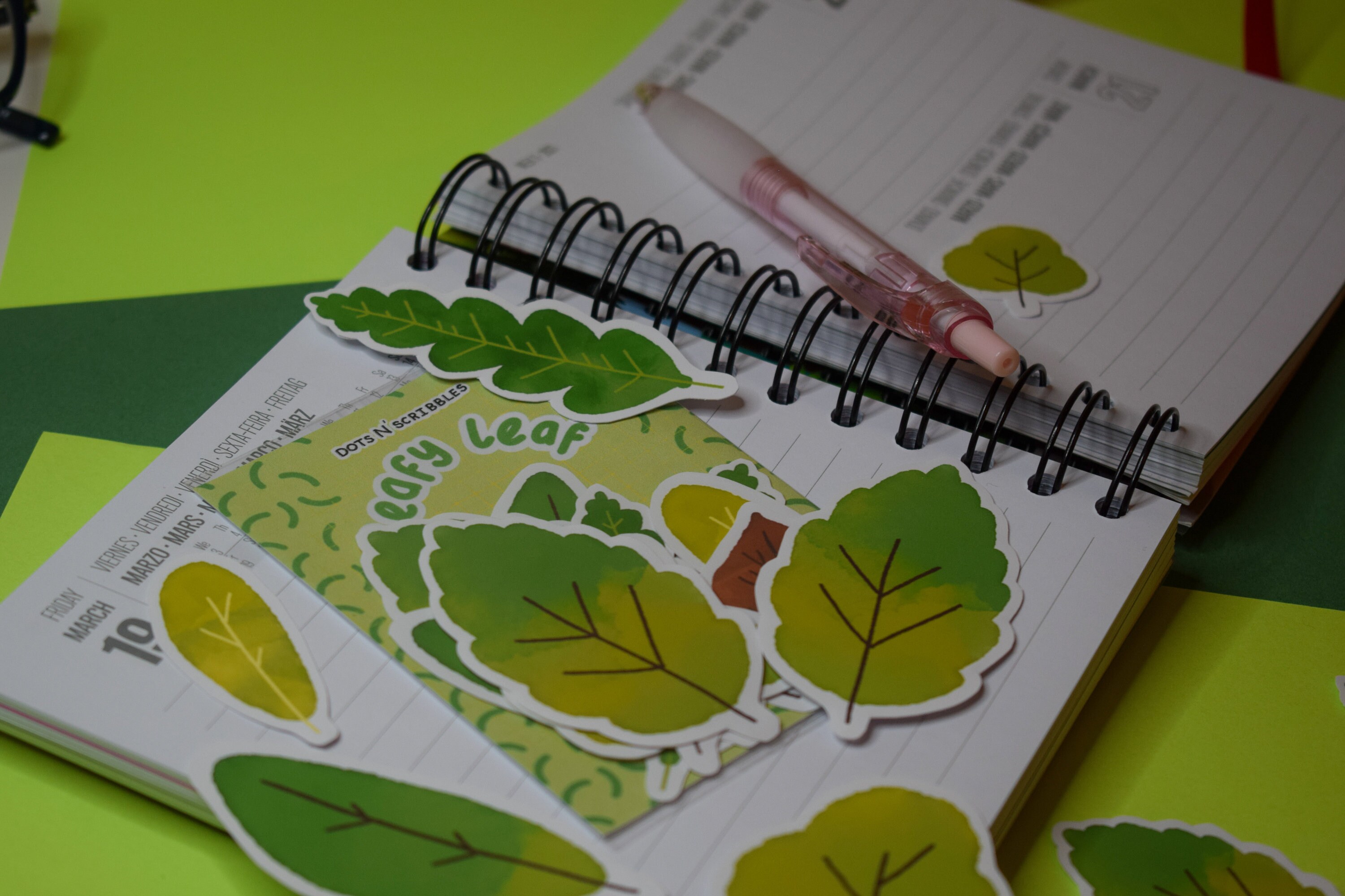 Leafy Leaf - Glossy, Matte Vinyl Sticker Pack 12 Pcs, Journal, Diary ...