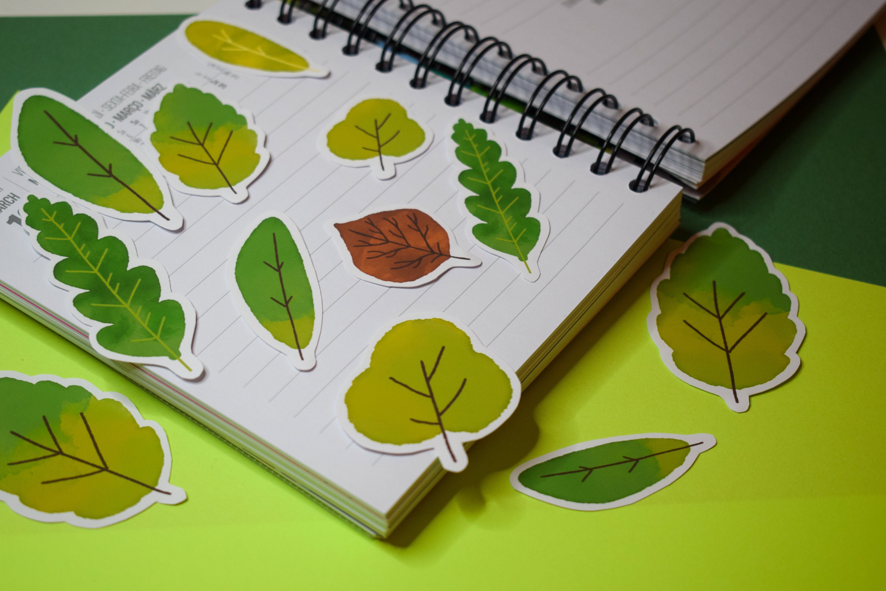Leafy Leaf - Glossy, Matte Vinyl Sticker Pack 12 Pcs, Journal, Diary ...