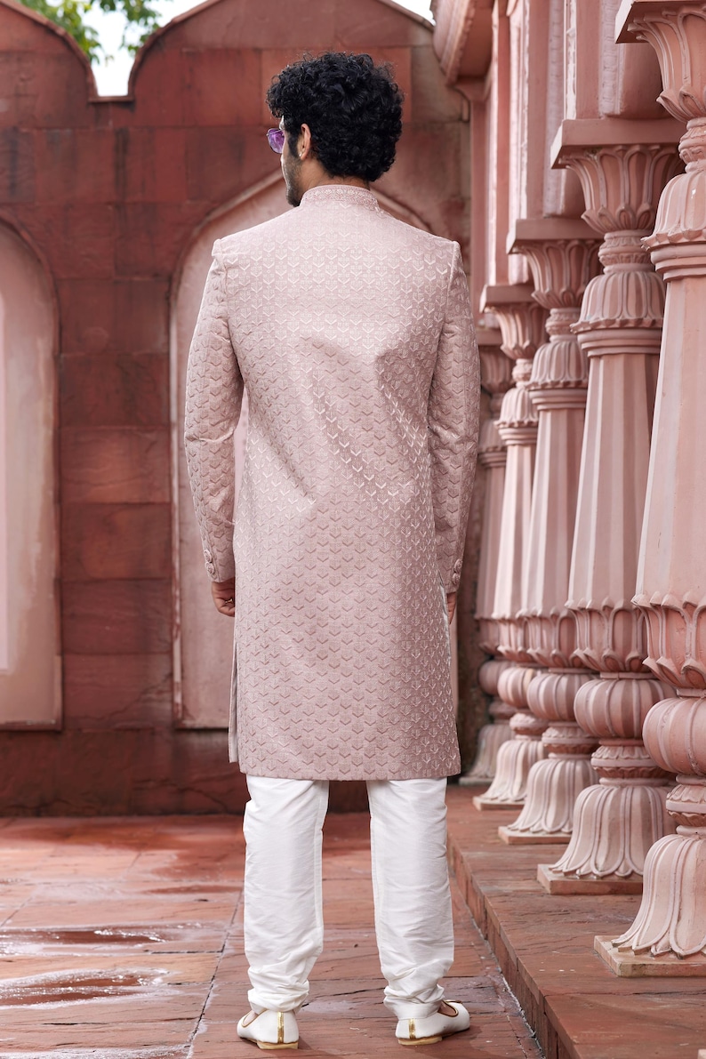 Onion Pink Plus Size Groom Sherwani | Pakistani Sequence Wedding ...