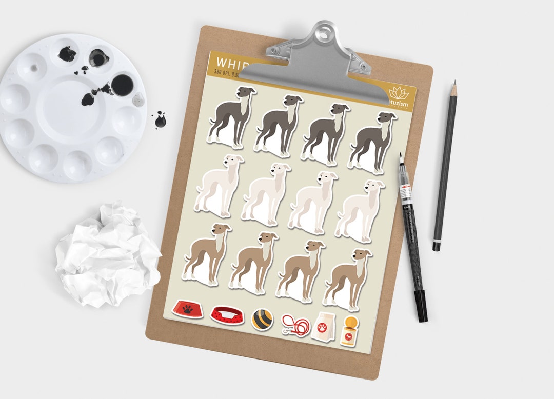 Whippet Canine Collection Printable Sticker Digital Download - Etsy