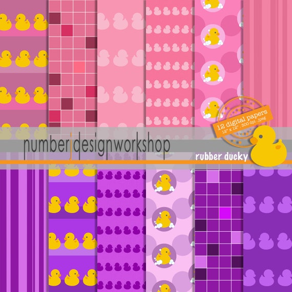 Rubber Ducky Digital Papers Pink / Purple | Etsy