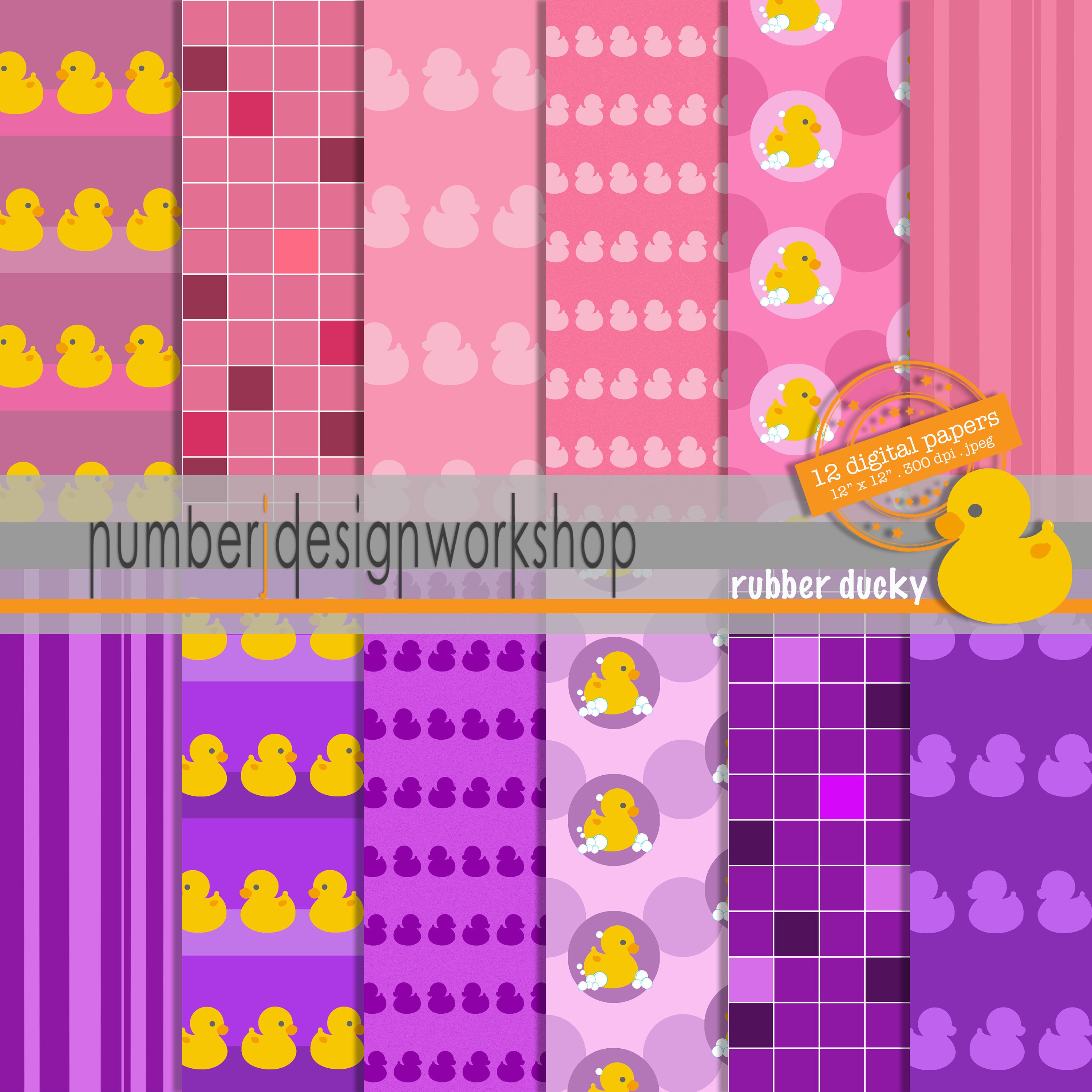 Rubber Ducky Digital Papers - Pink / Purple - Etsy