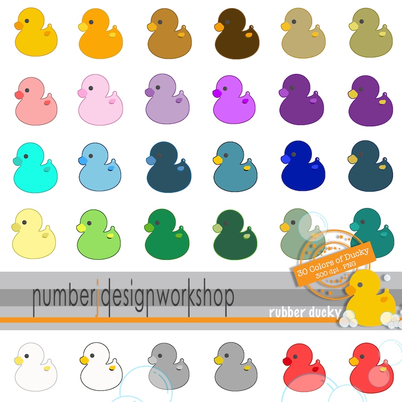 Rubber Ducky Cliparts in 30 Colors - Etsy