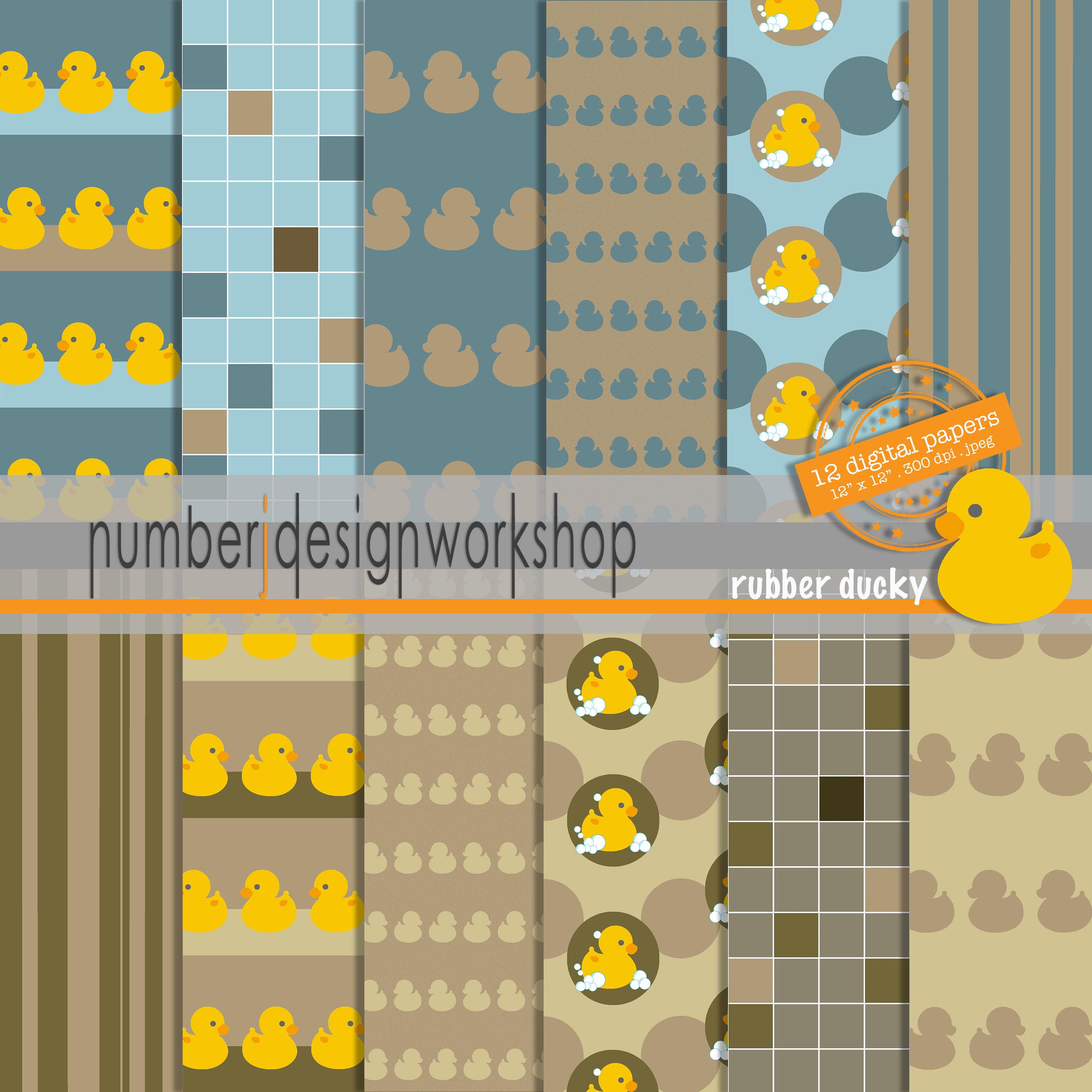 Rubber Ducky Digital Papers - Sand / Blue - Etsy
