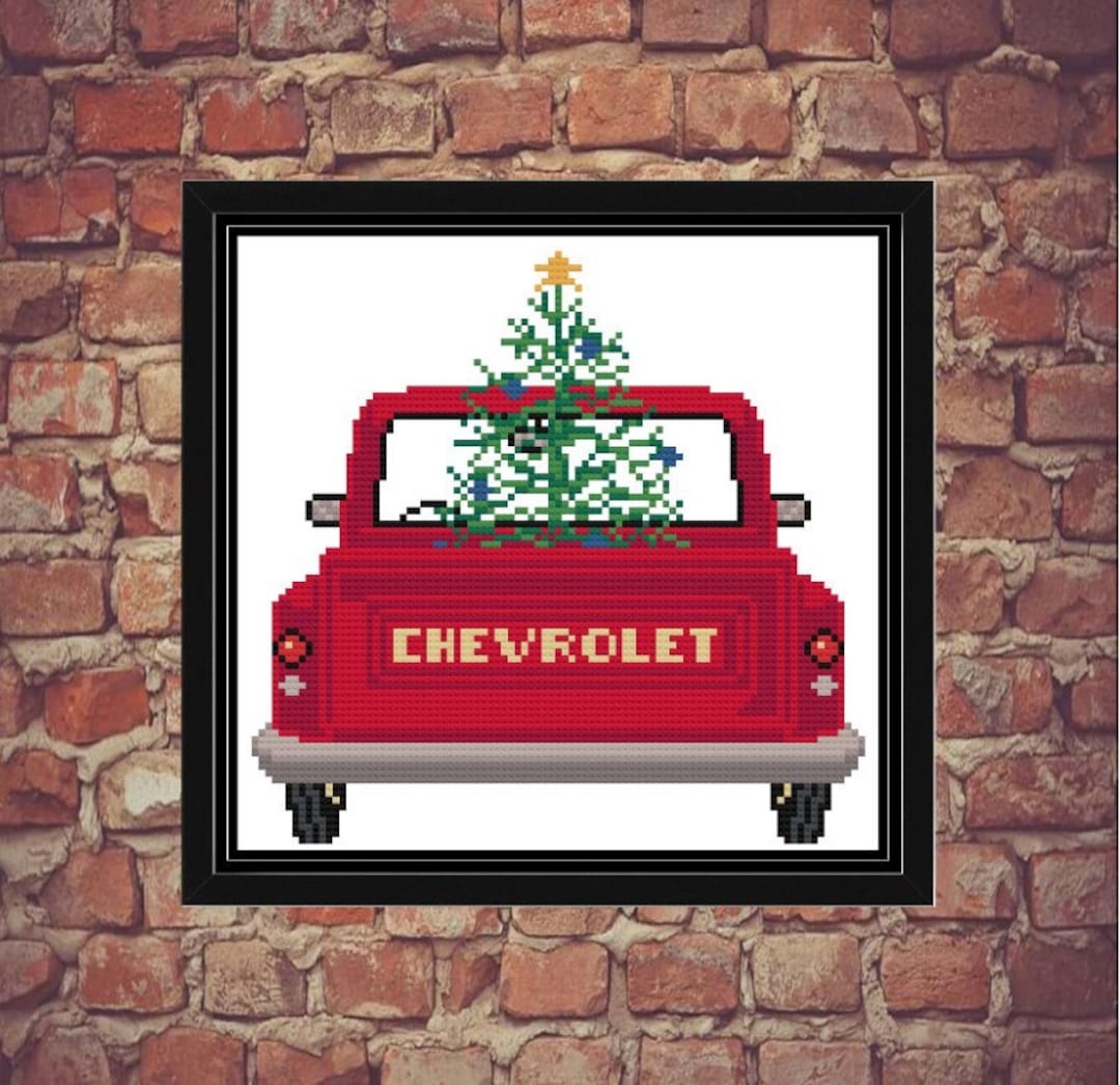 Christmas Tree in Vintage Chevrolet Truck Cross Stitch Pattern - Etsy