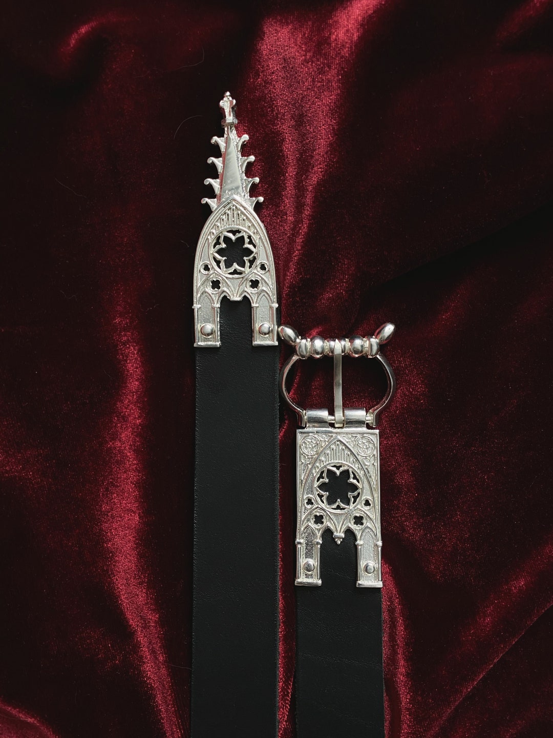 Gothic Victorian Leather Belt Pointed Arch Decor With Medieval Vibe - Etsy