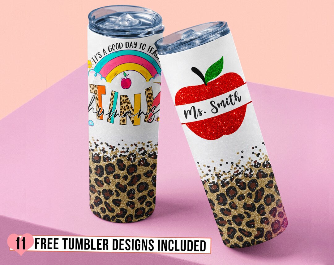 20 Oz Skinny Tumbler Rainbow Leopard Glitter Teacher Tumbler, Add ...