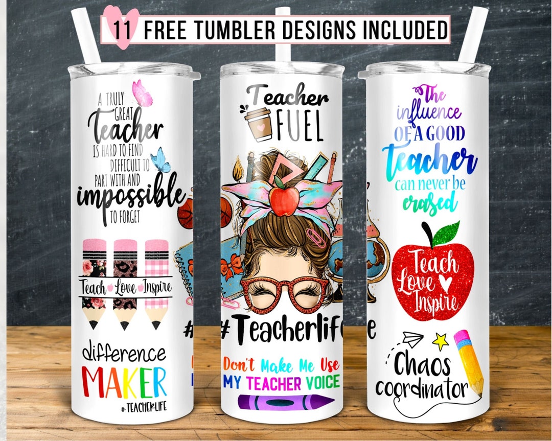 Teacher 20 Oz Skinny Tumbler, Teacher Tumbler Sublimation Design ...