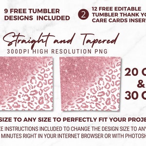 20 Oz Skinny Sublimation Rose Gold Leopard Tumbler Template for ...