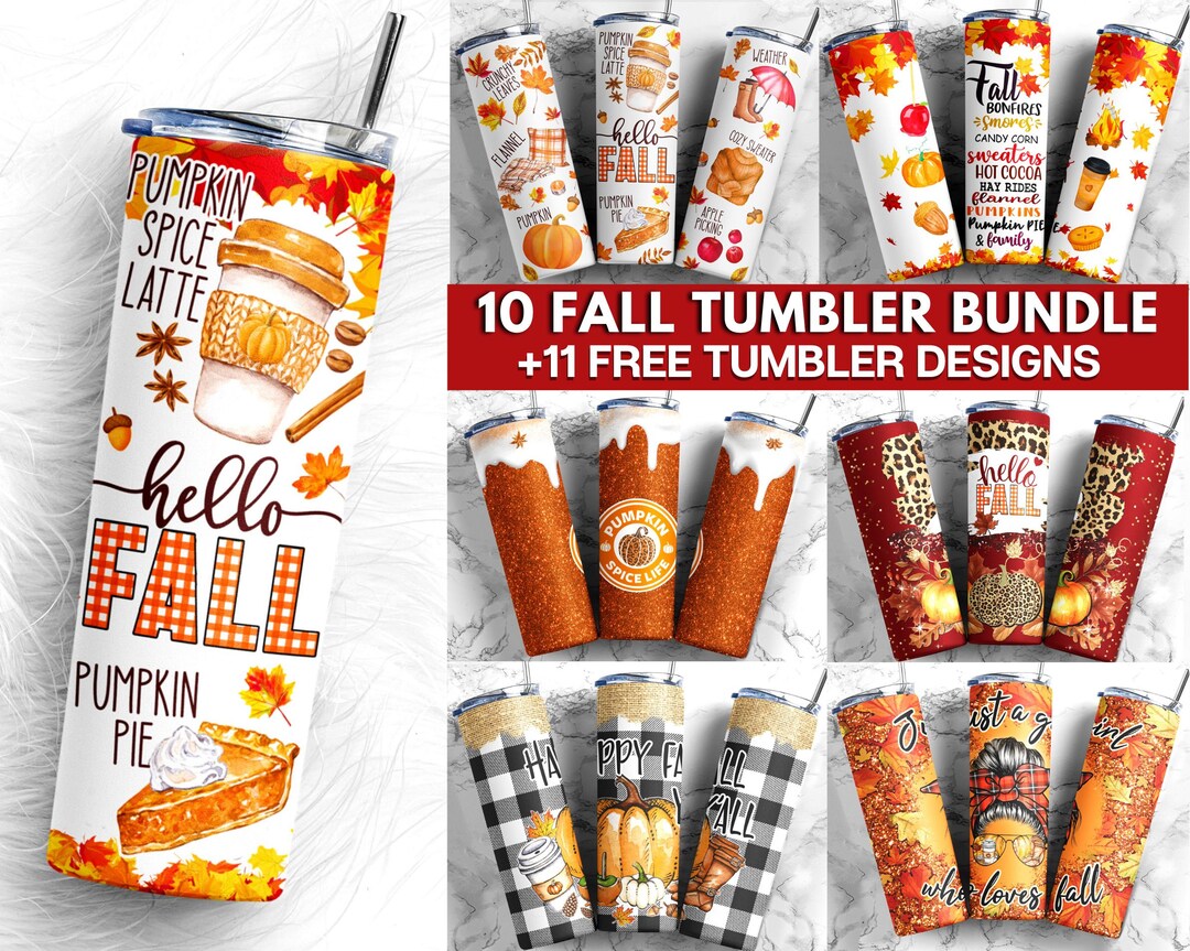 Fall 20 Oz Skinny Tumbler Bundle Fall Vibes Tumbler Wrap - Etsy