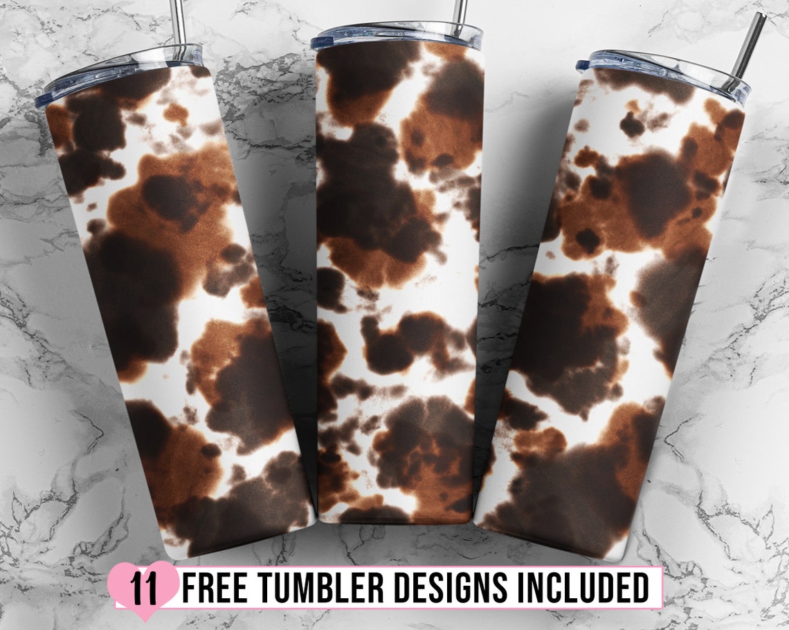 Cow Print Sublimation Tumbler Design, Cow Hide 20oz Skinny Tumbler Wrap ...