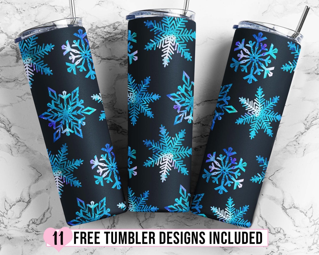 Snowflakes Pattern Sublimation Design for Skinny Tumbler 20oz Design ...
