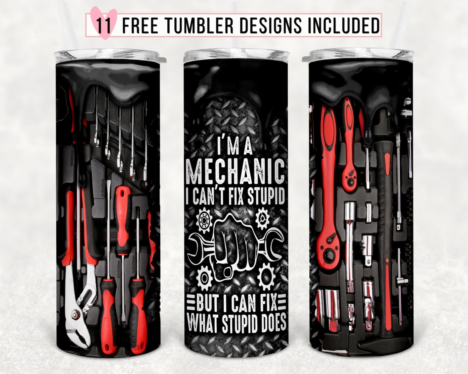 I'm a Mechanic 20 Oz Skinny Tumbler Sublimation Design, Mechanic ...
