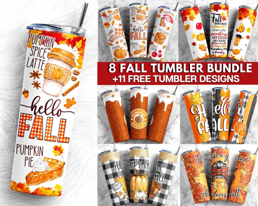 Fall 20 Oz Skinny Tumbler Bundle, Fall Vibes Tumbler Wrap, Autumn ...