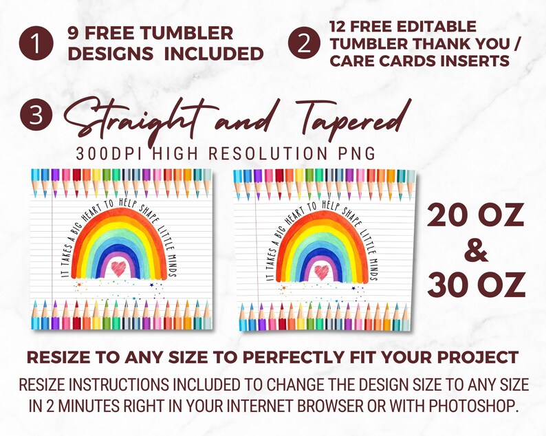 Teacher 20 Oz Skinny Tumbler Rainbow Pencils Teacher Tumbler ...