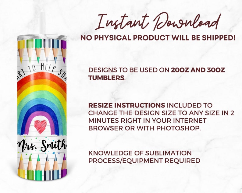Teacher 20 Oz Skinny Tumbler Rainbow Pencils Teacher Tumbler ...