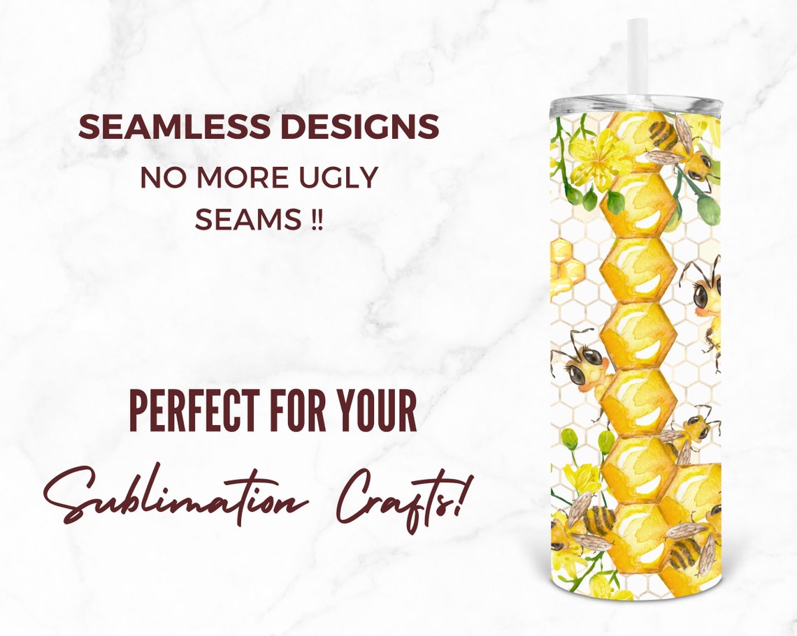 Bee Kind Bee Happy Tumbler Wrap Honey Bee 20oz Skinny - Etsy