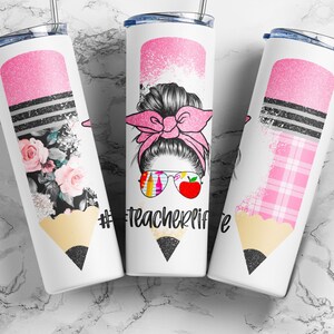 Teacher 20 Oz Skinny Tumbler Bundle, Teacher Life Back to School ...