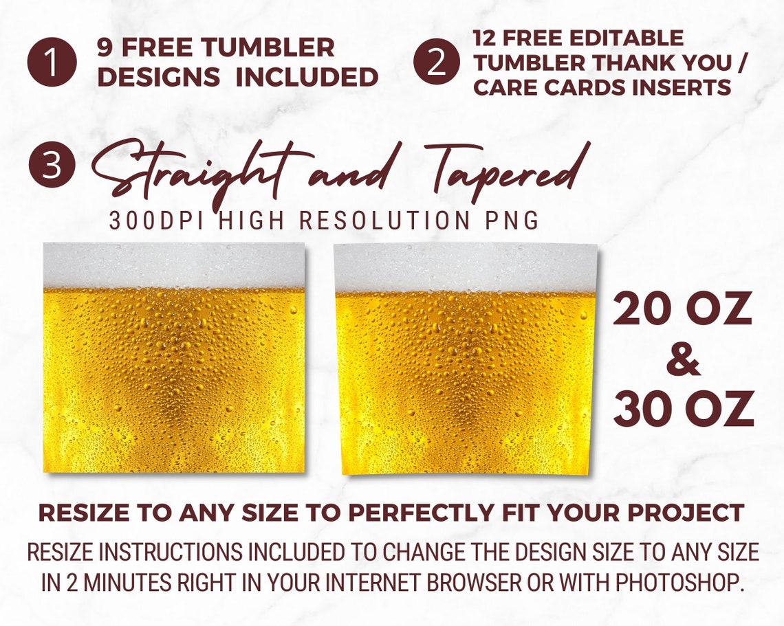 Beer Tumbler Sublimation Design Beer Glass 20oz Skinny Tumbler - Etsy