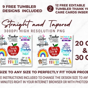 Teacher 20 Oz Skinny Tumbler Bundle, Teacher Life Back to School ...