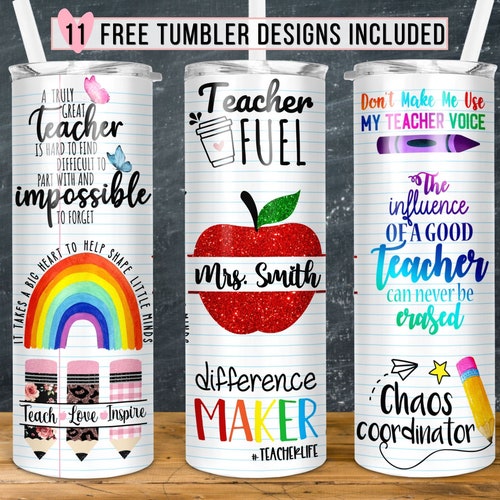 Teacher Name 20 Oz Skinny Tumbler Sublimation Designs Teacher - Etsy