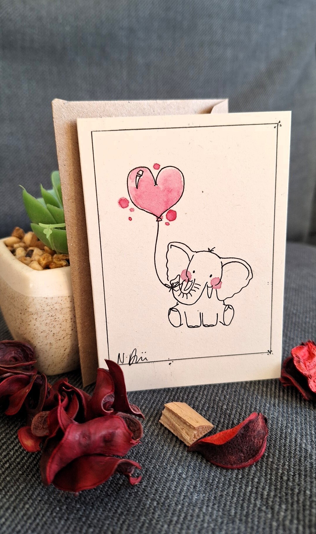 Little Ellie-phant Valentine's Mini Card - Etsy