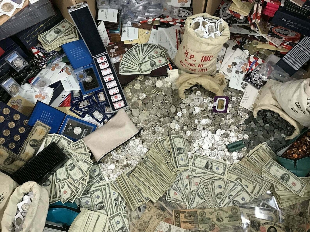 Money Vintage Hoard ~ Gold 90% Silver Bullion ~ Estate Lot Old US Coins ...