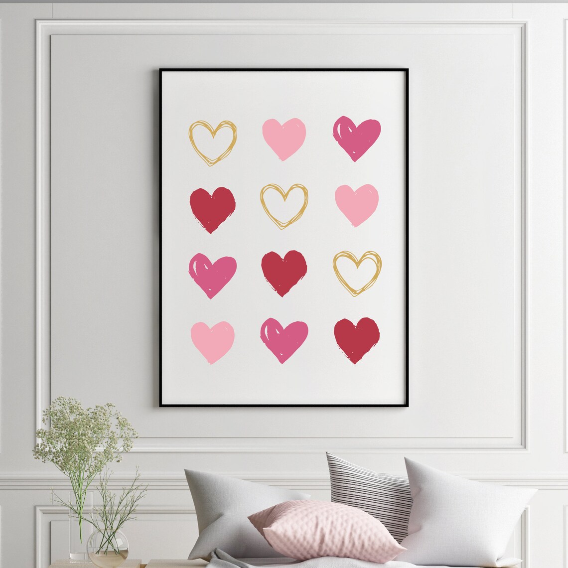 Valentine Hearts Printable Wall Art Heart Print Valentines | Etsy