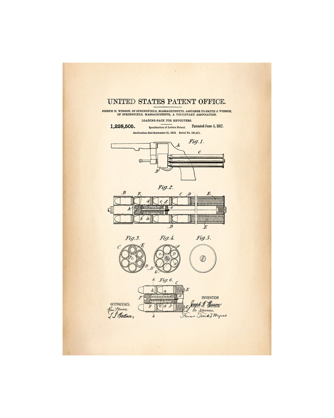 Dekoration Poster.Antike Erfindung Patent.Revolver Lade Pack.Gun.Room ...