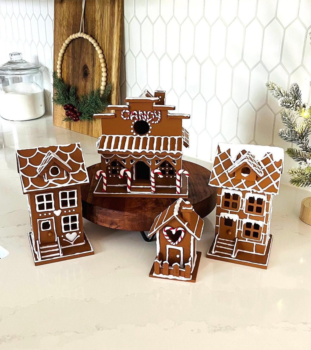 Hand Painted Wooden Gingerbread House: Realistic Holiday Decor ...