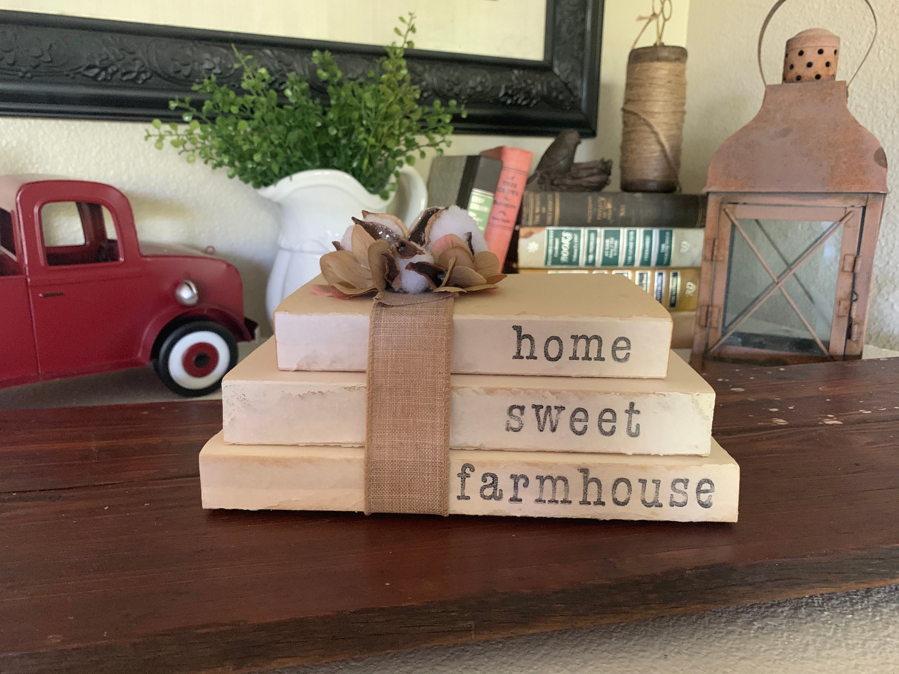 Home Sweet Farmhouse Book Stack Farmhouse Books Stamped - Etsy UK