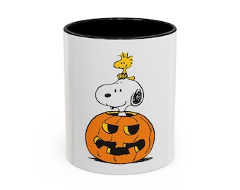 Peanuts Halloween Mug, Snoopy & Woodstock With Pumpkin, 20oz Coffee Mug ...