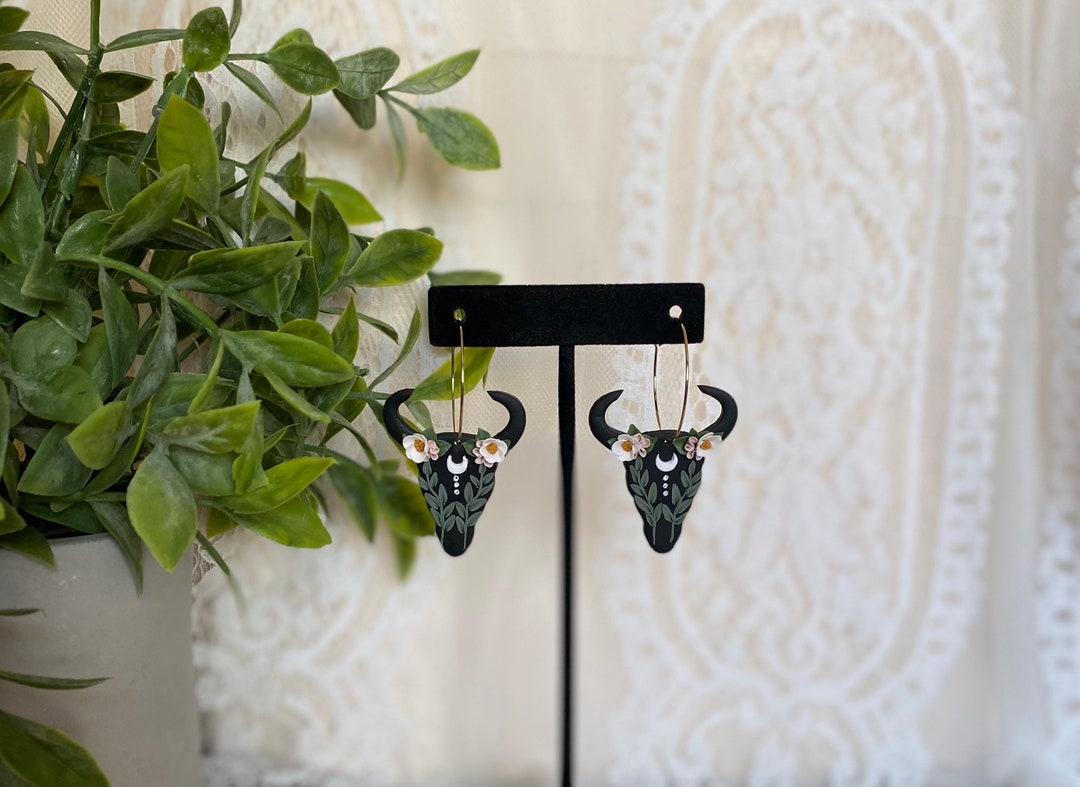 Valentine Bessie/ Boho Floral/ Polymer Clay Earrings - Etsy