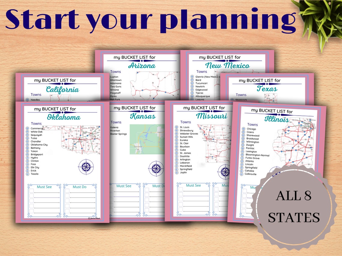 Route 66 ROAD TRIP PLANNER Bundle / Holiday Planner / Packing Lists ...